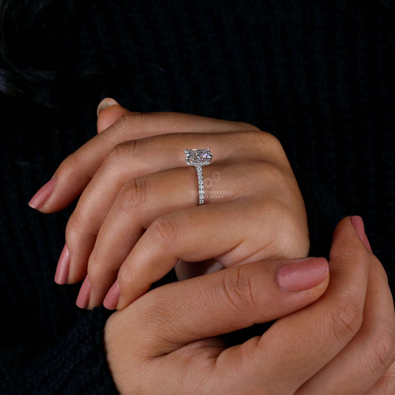 Elongated Cushion Cut Lab Grown Diamond Engagement Ring